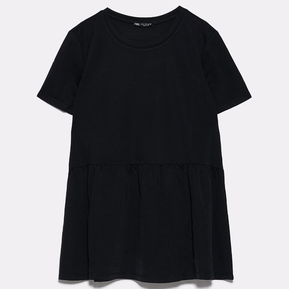 Zara | Tops | Zara Ruffle Tshirt In Black | Poshmark